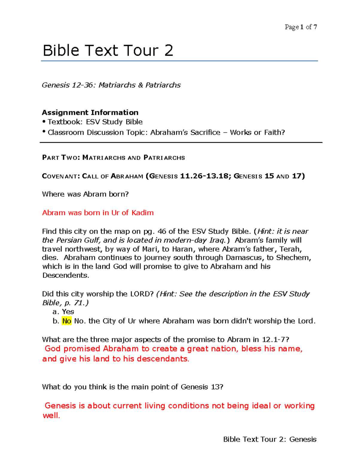 Bible text tour 2 - Bible Text Tour 2 Genesis 12-36: Matriarchs ...