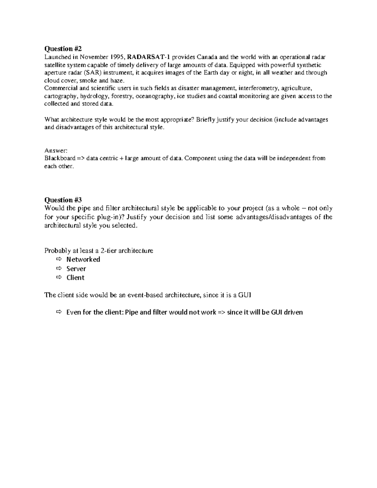 Solution assignment #2 Part 2 and 3 - Question # Launched in November 1995, RADARSAT-1 provides ...