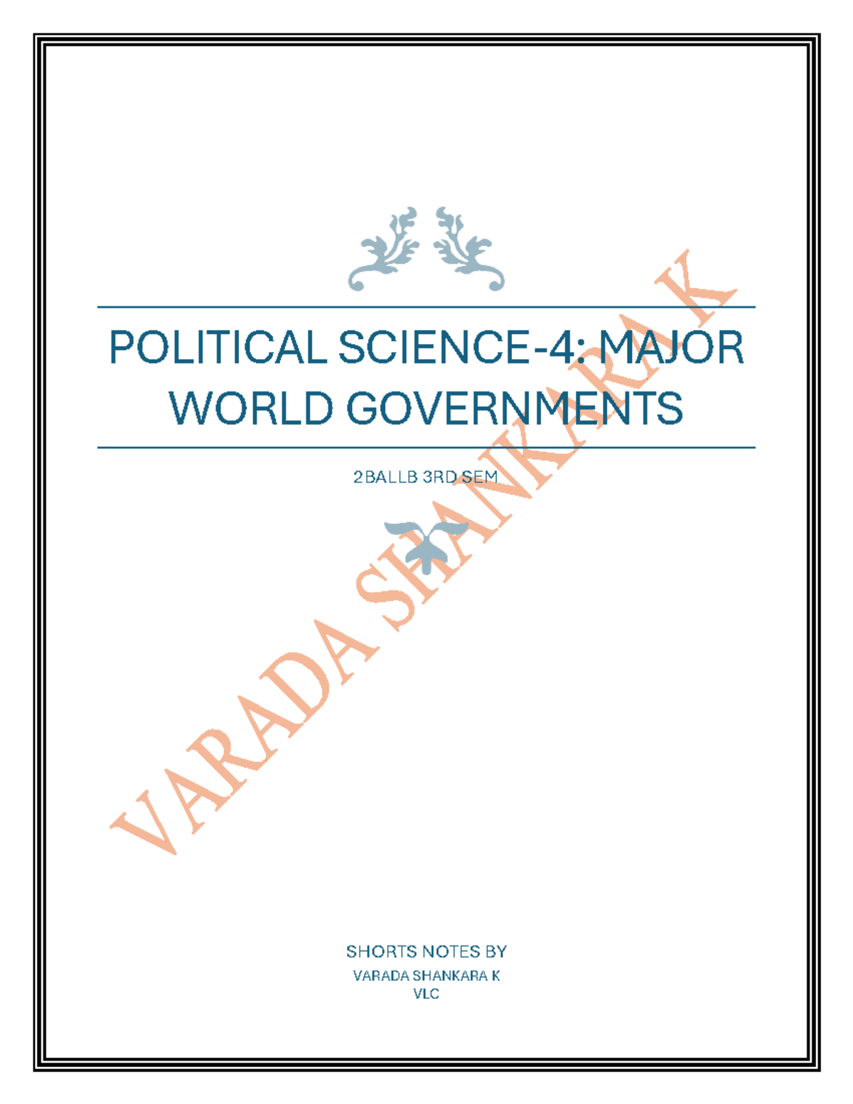 Political science major 4 - POLITICAL SCIENCE-4: MAJOR WORLD ...