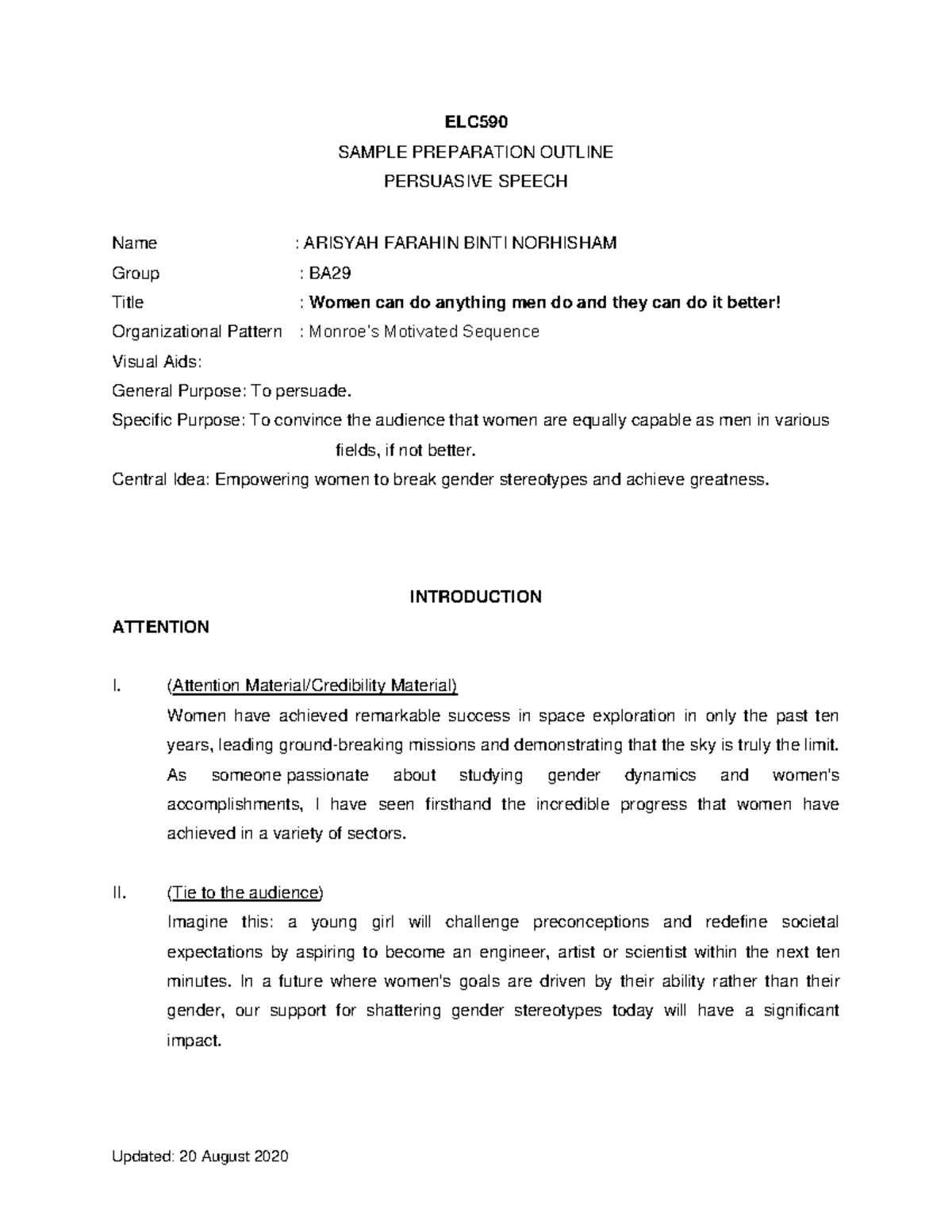 ELC590 PS Outline Template 2 - ELC SAMPLE PREPARATION OUTLINE ...