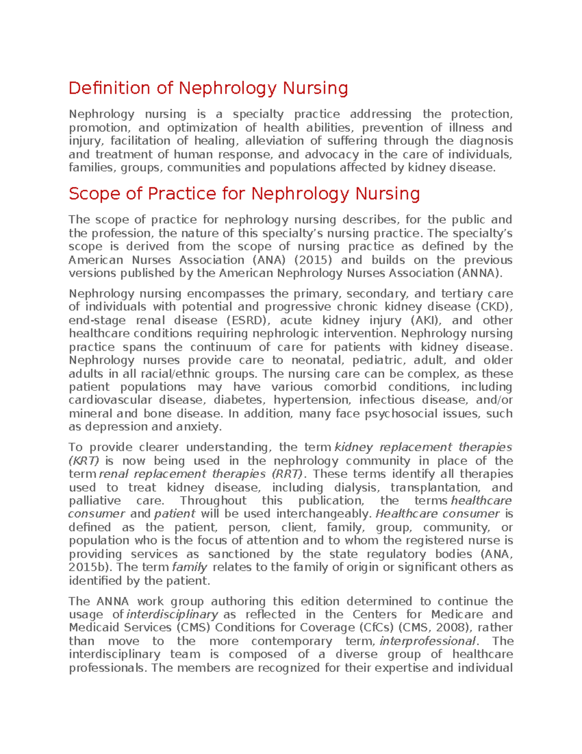 Definition & Scope of Nephrology Nursing - Definition of Nephrology ...