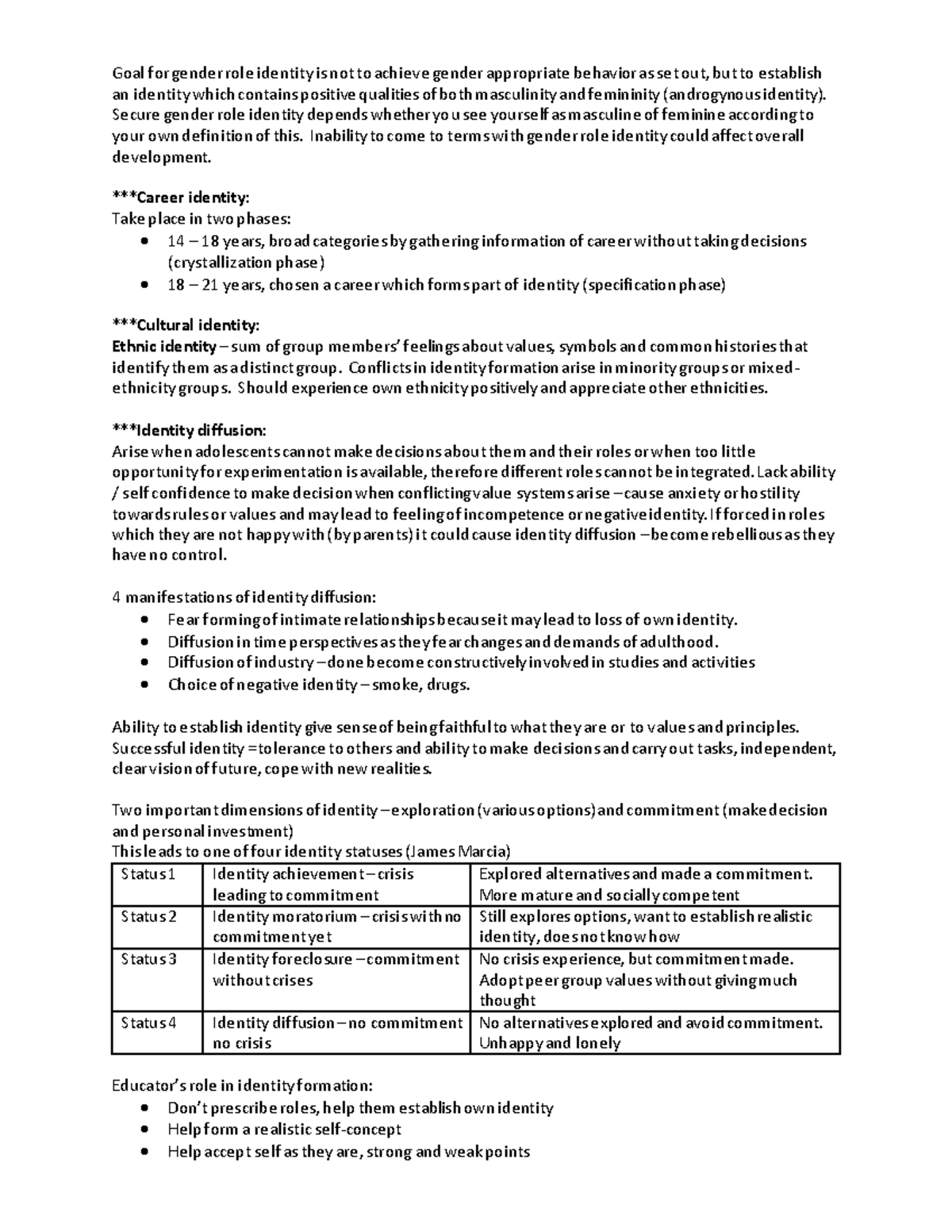 My notes number 1 - Something to practice with - Goal for gender role ...