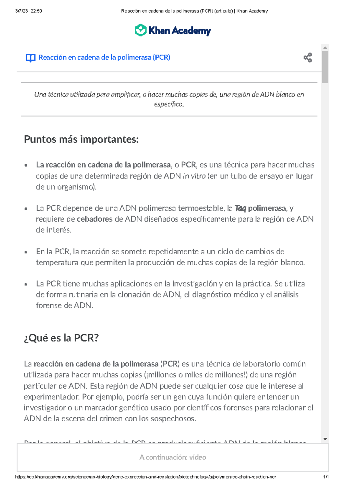 QUE ES LA PCR - QUE ES LA PCR - 3/7/23, 22:50 Reacción en cadena de la ...