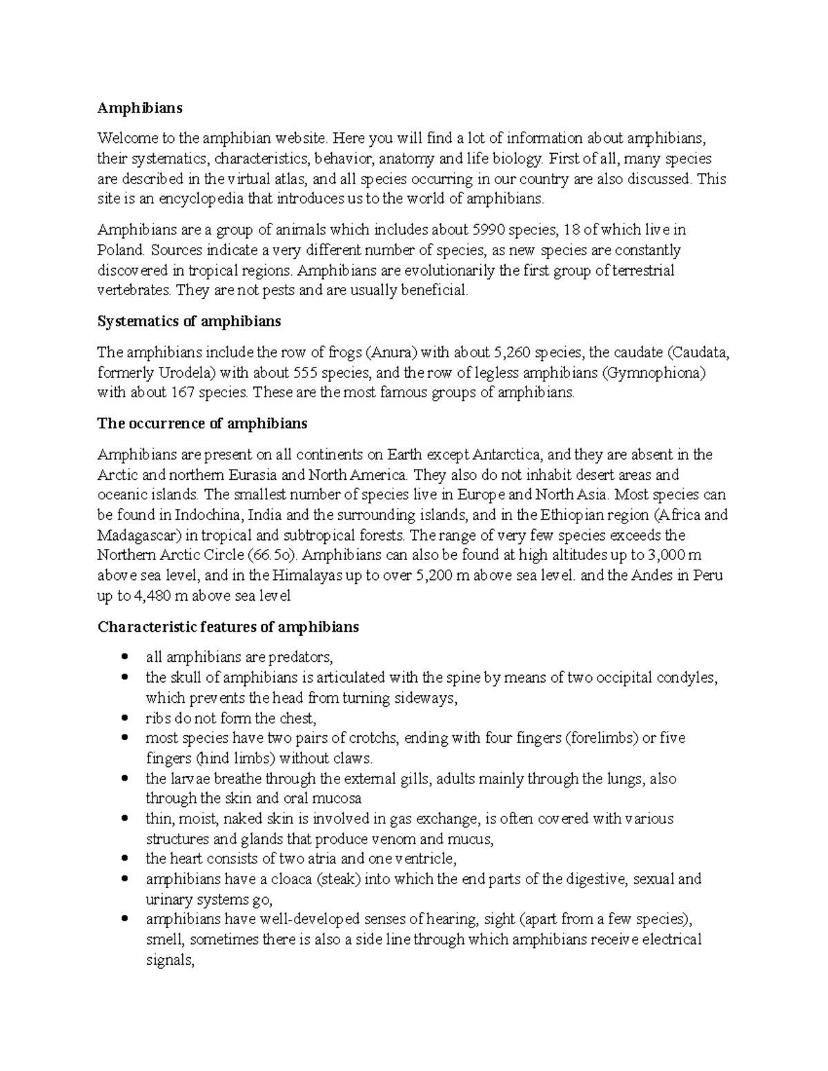 5. Amphibians - BIOL08001 - UWS - Studocu