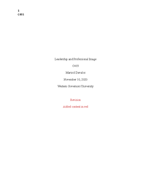 C493 Task 1 - passed no revisions - Leadership Experience C493 Task 1 ...