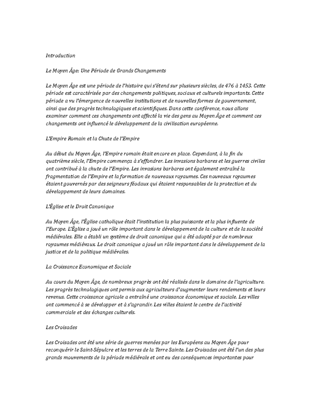 Medieval Studies Study Notes - Introduction Le Moyen Âge: Une Période ...