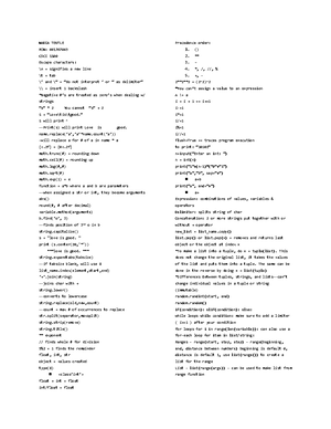 Crib Sheet for exam 1 - String Related Functions len(str) - returns the ...