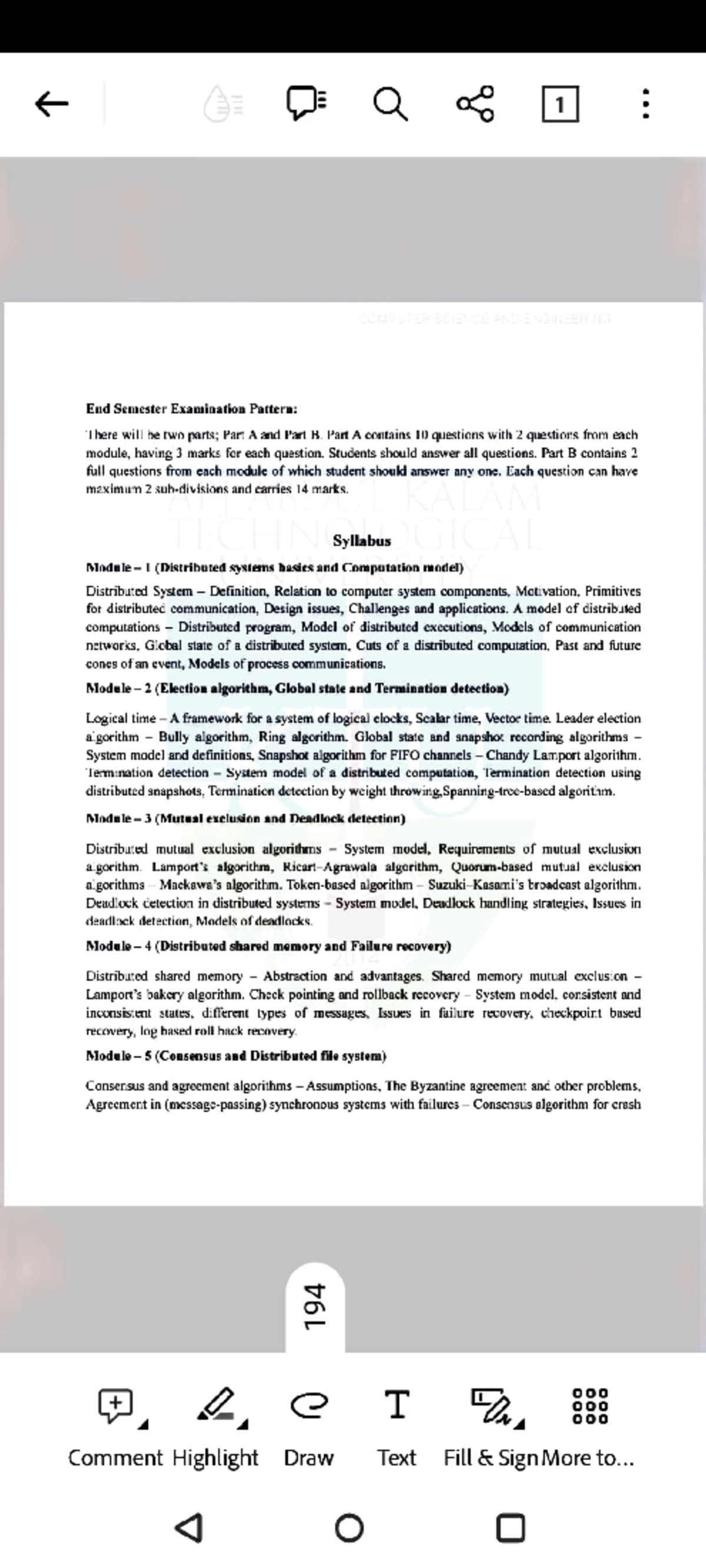 CST 402 DC Syllabus - T End Semester Examination Pattern: There willbe two parts; Part A and ...