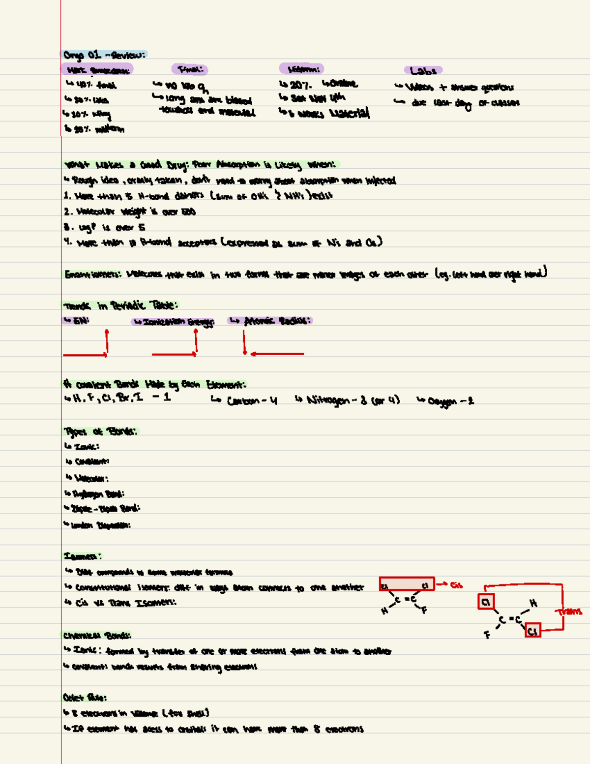Orgo - 01 Notes - Orgo 01-Review : Mark Breakdown: Final : Miderun ...