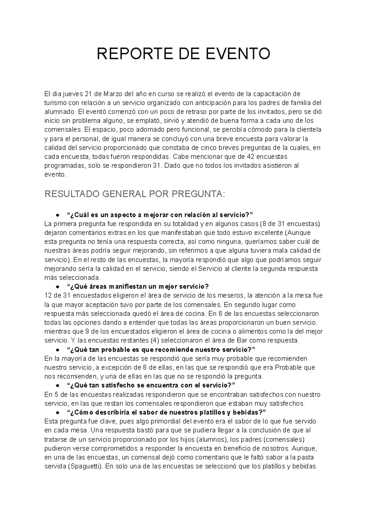 Reporte DE Evento - GLOSARIO DE 30 PALABRAS CON UN BUEN DESARROLLO ...