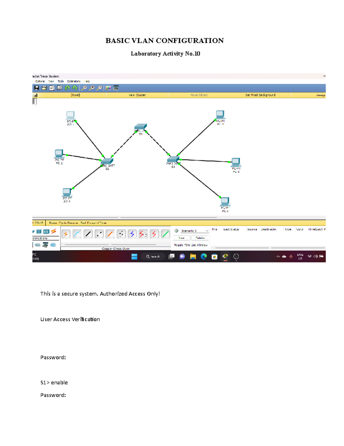 Laboratory Activity No 10 - BASIC VLAN CONFIGURATION Laboratory Activity No. This is a secure ...