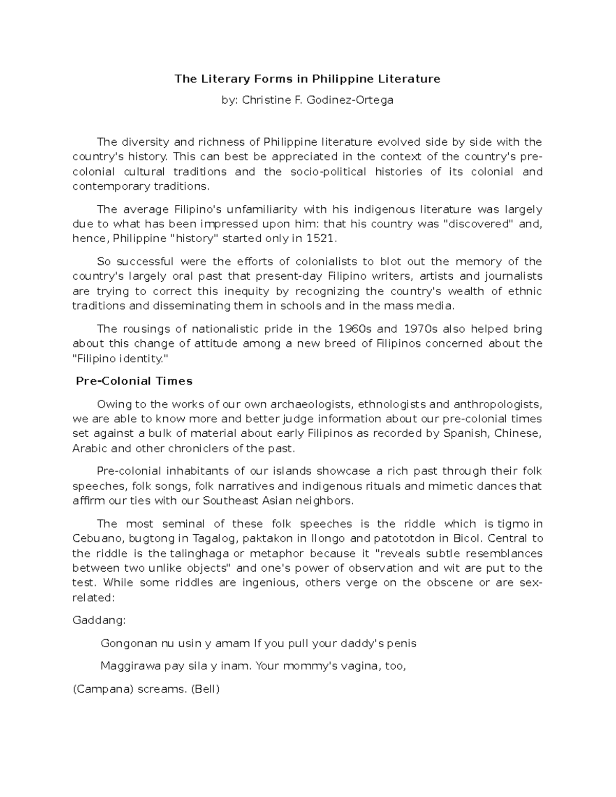 Intro+to+Philippine+Literature-+Lesson+3 - The Literary Forms in ...