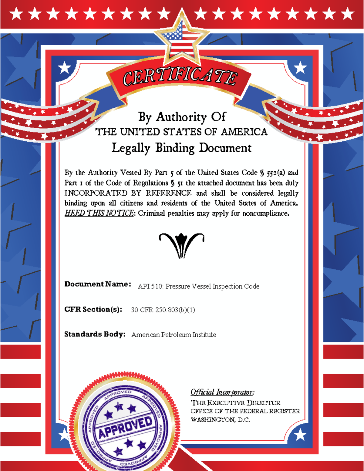 API 510 - API Cods - By Authority Of THE UNITED STATES OF AMERICA ...