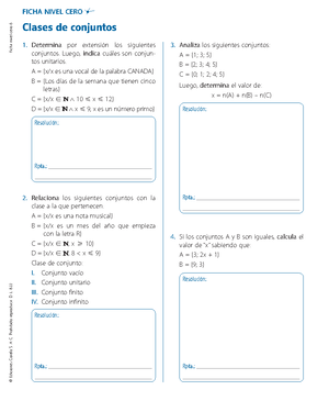 F0 Problemas con conjuntos - FICHA NIVEL CERO Fichas - Matemática Primaria 6 © Ediciones Corefo ...
