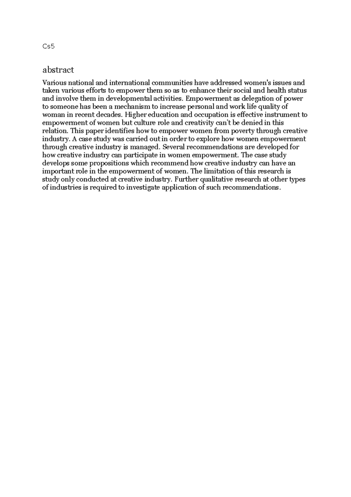 Cs5 - assignment - Cs abstract Various national and international ...