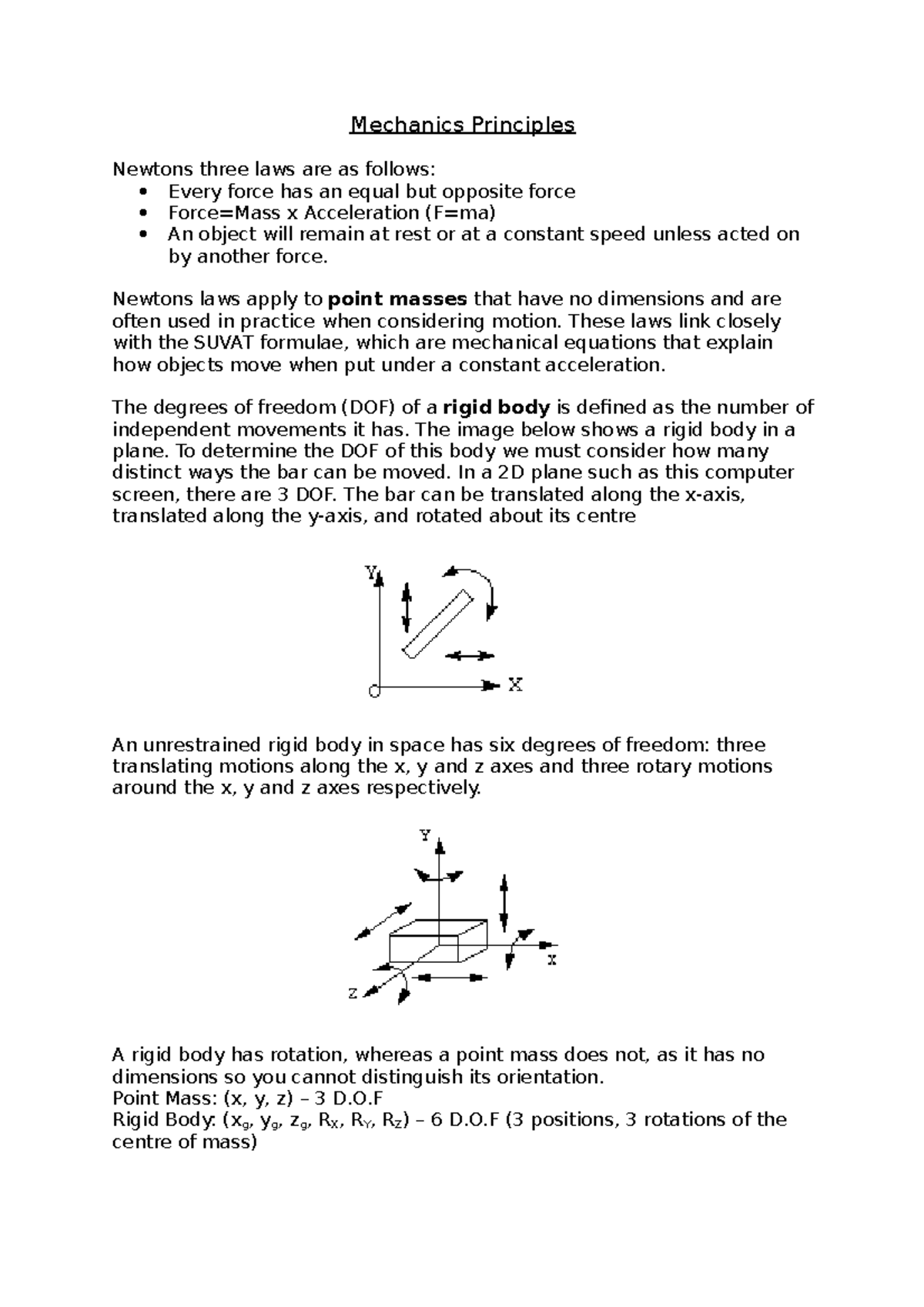 Mechanics principles - Mechanics Principles Newtons three laws are as ...