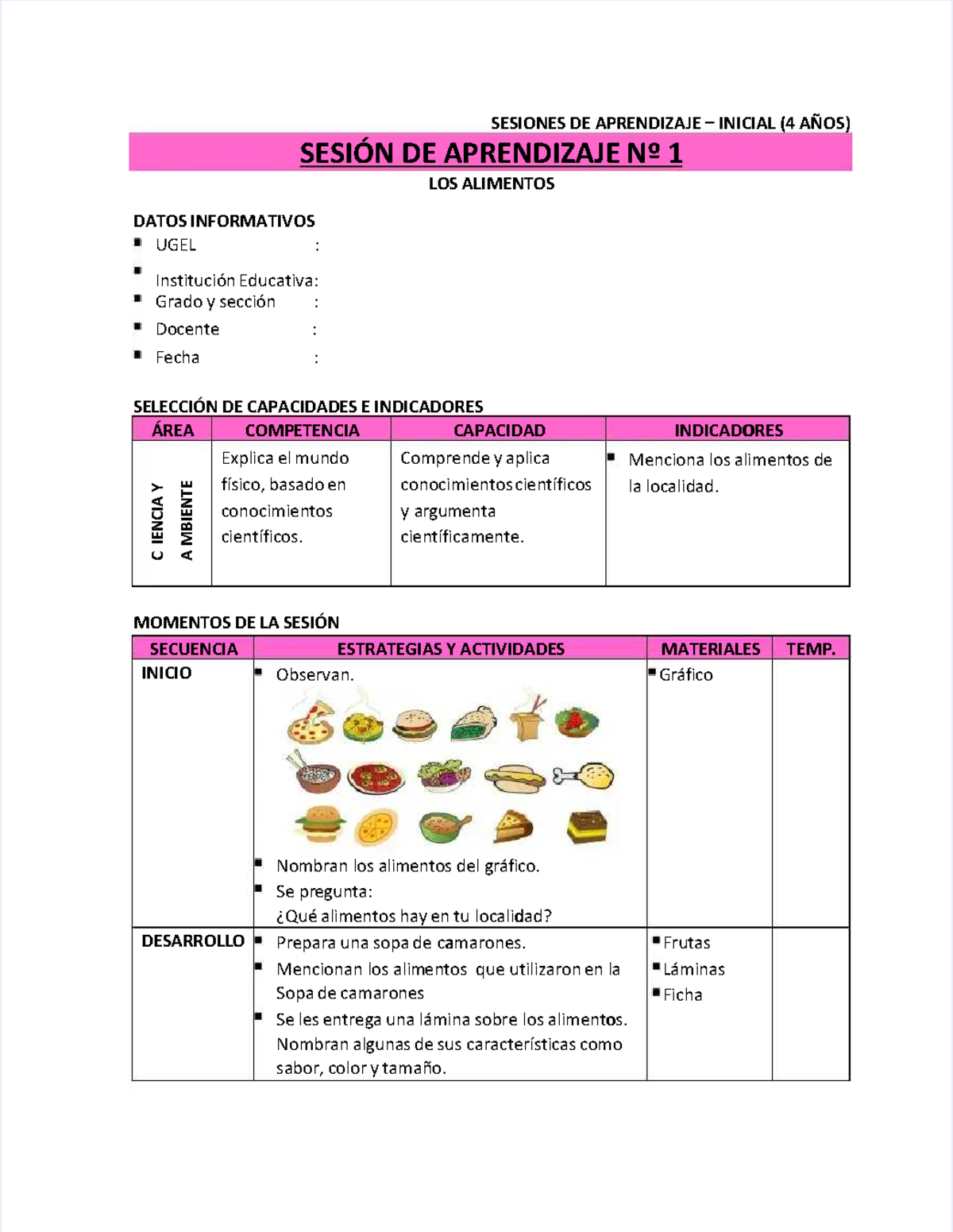 Pdf-sesiones-de-la-unidad-alimentos-4-aos-mayo compress - SESIÓN DE APRENDIZAJE Nº 1SESIÓN DE ...