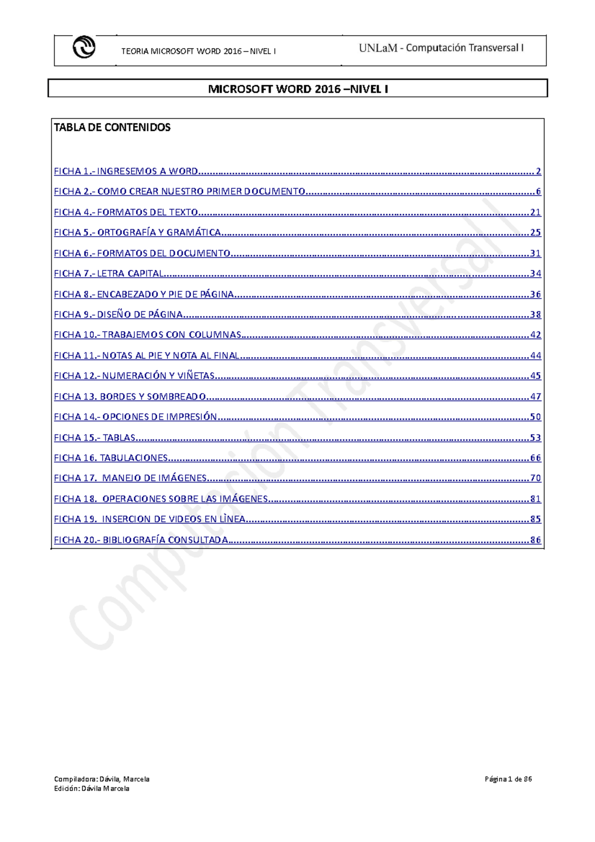 CT 2do C2020 Teorico Word Nivel I - TEORIA MICROSOFT WORD 2016 – NIVEL ...
