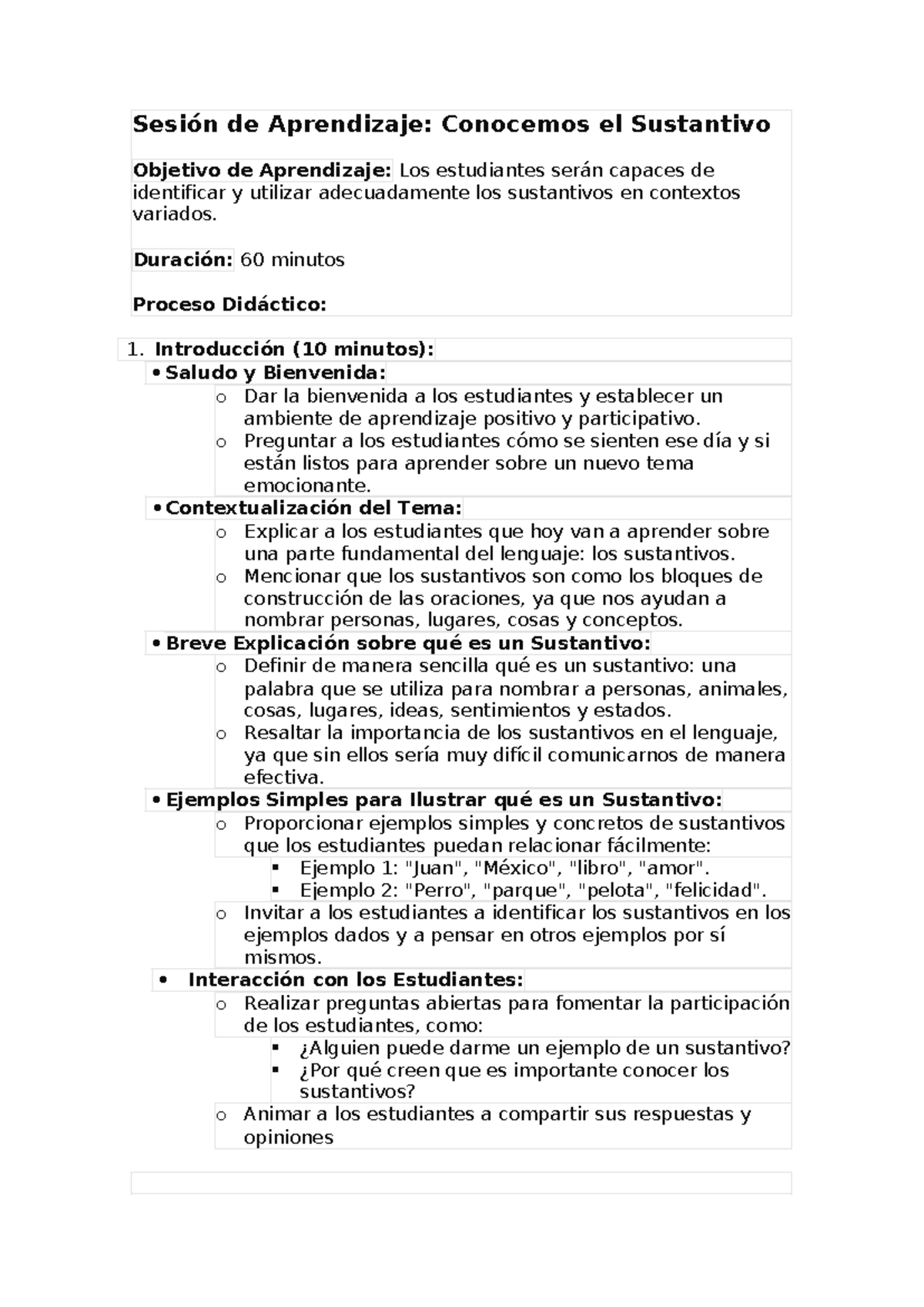 Sesión de Aprendizaje el sustantivo - Sesión de Aprendizaje: Conocemos ...