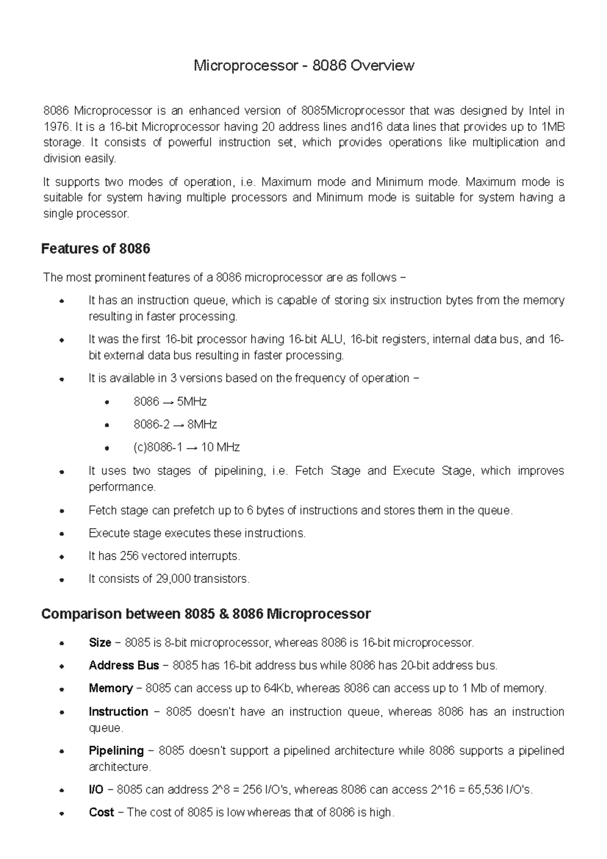8086 Overview - Microprocessor - 8086 OverviewMicroprocessor - 8086 Overview 8086 Microprocessor ...