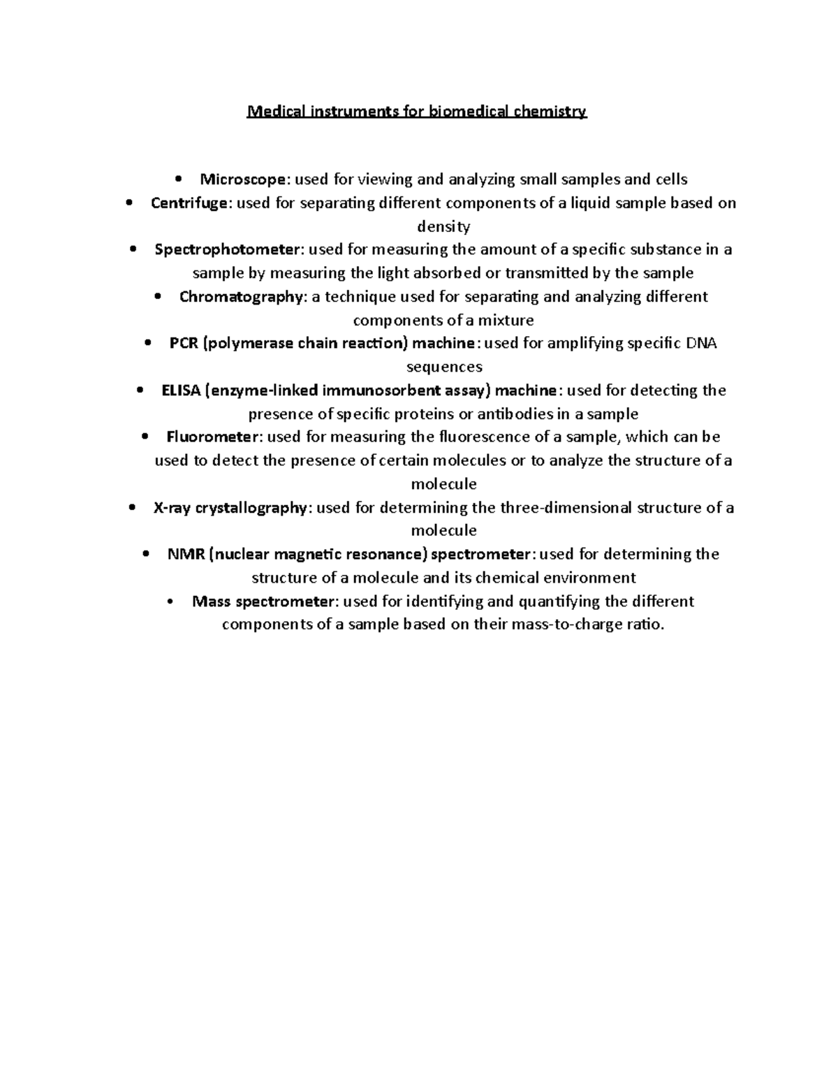 Document 87 (79) - List of Medical instruments for biomedical chemistry ...