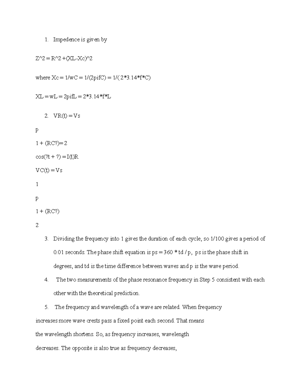 2021_Physics_RLC Postlab (1) - 1. Impedence is given where Xc XL wL ...
