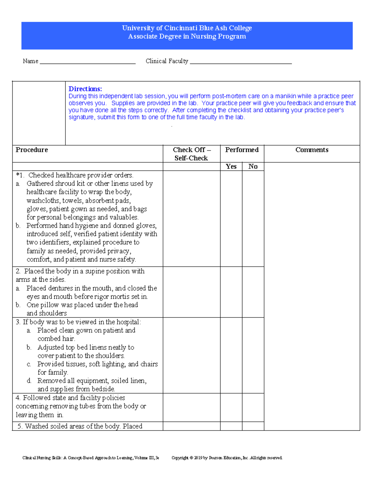 2024 Post Mortem Care Checklist - University of Cincinnati Blue Ash ...