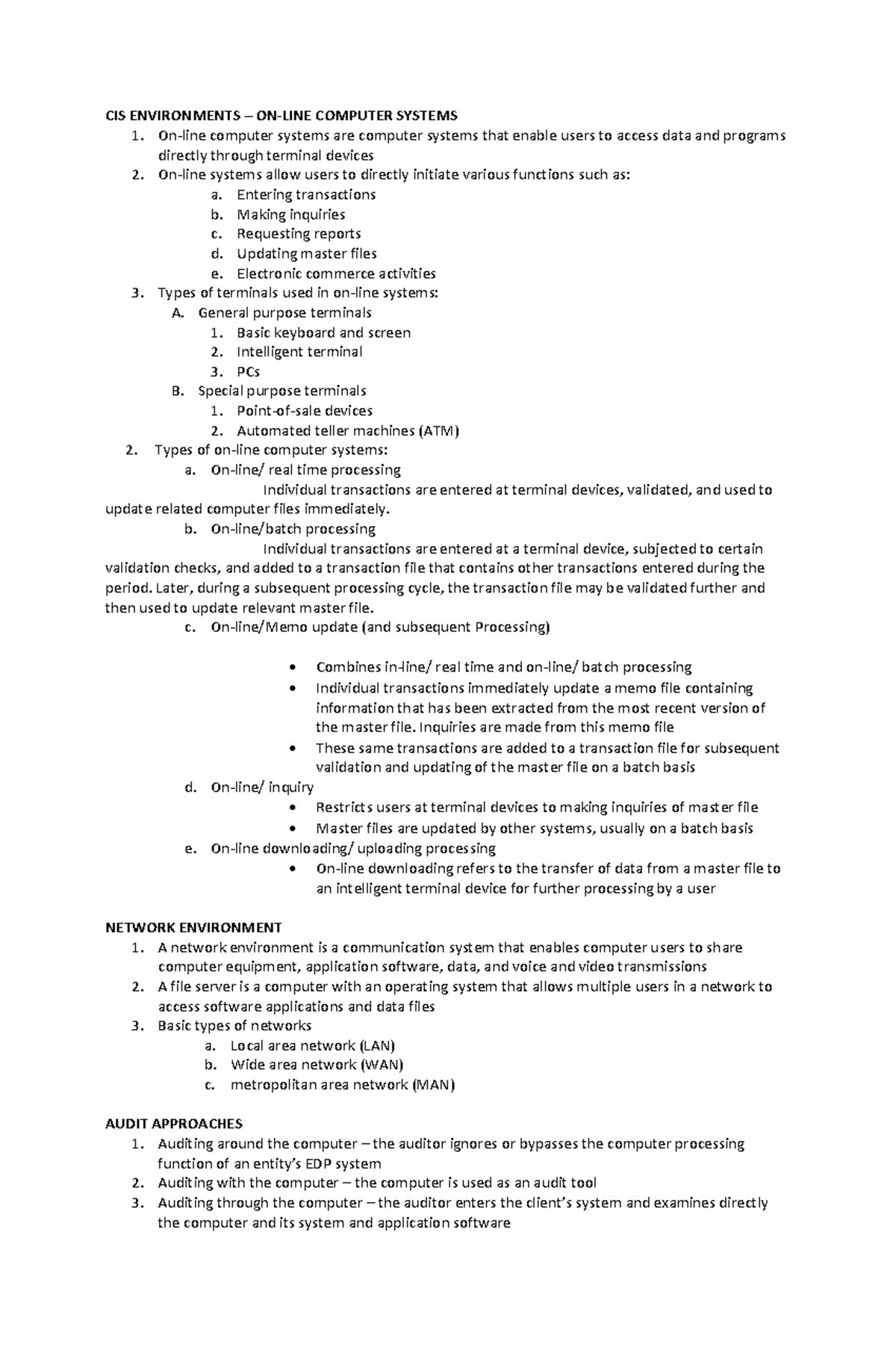 CIS- Environments - CIS module - CIS ENVIRONMENTS – ON-LINE COMPUTER ...