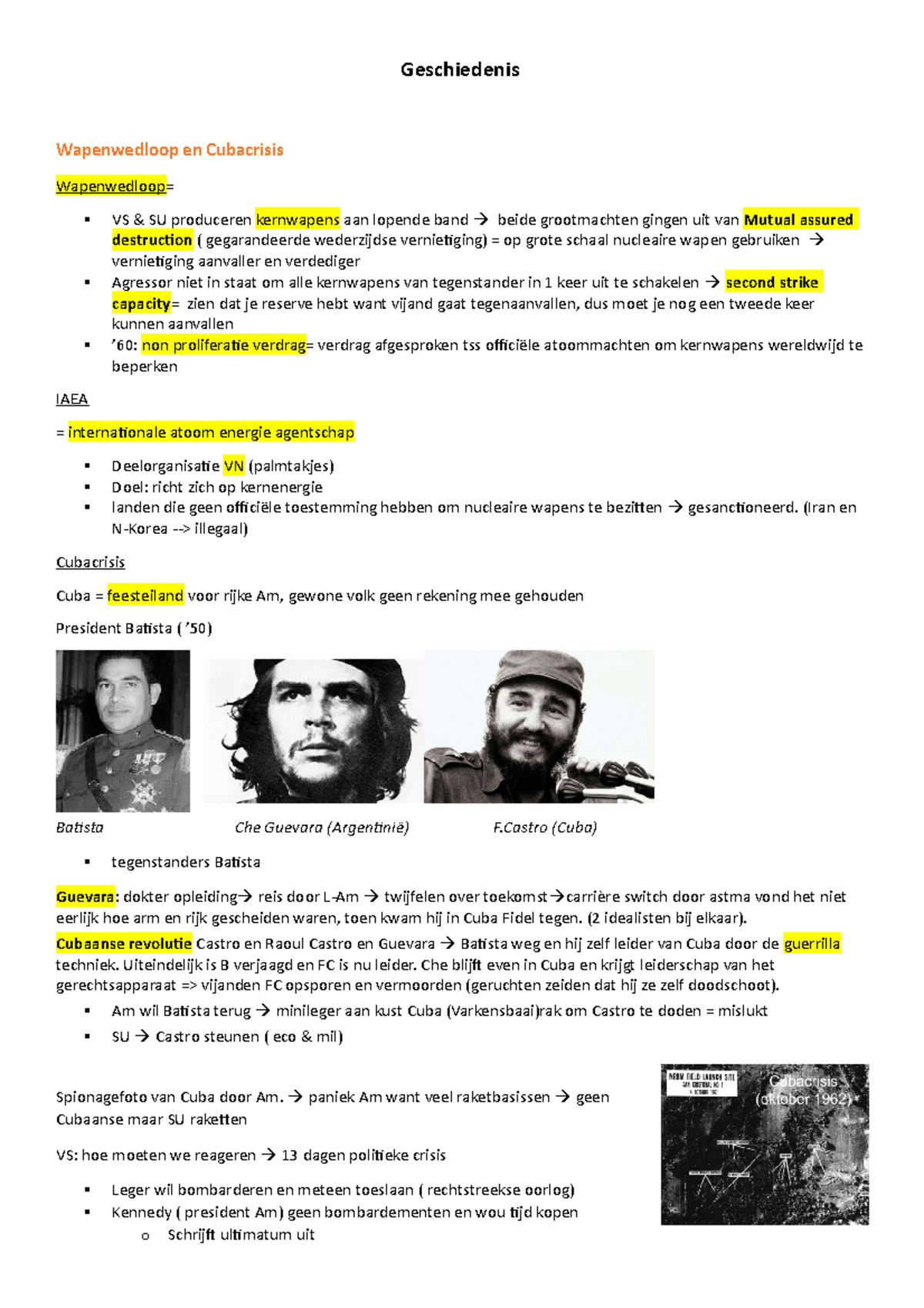 Geschiedenis-semester-II - Geschiedenis Wapenwedloop en Cubacrisis ...