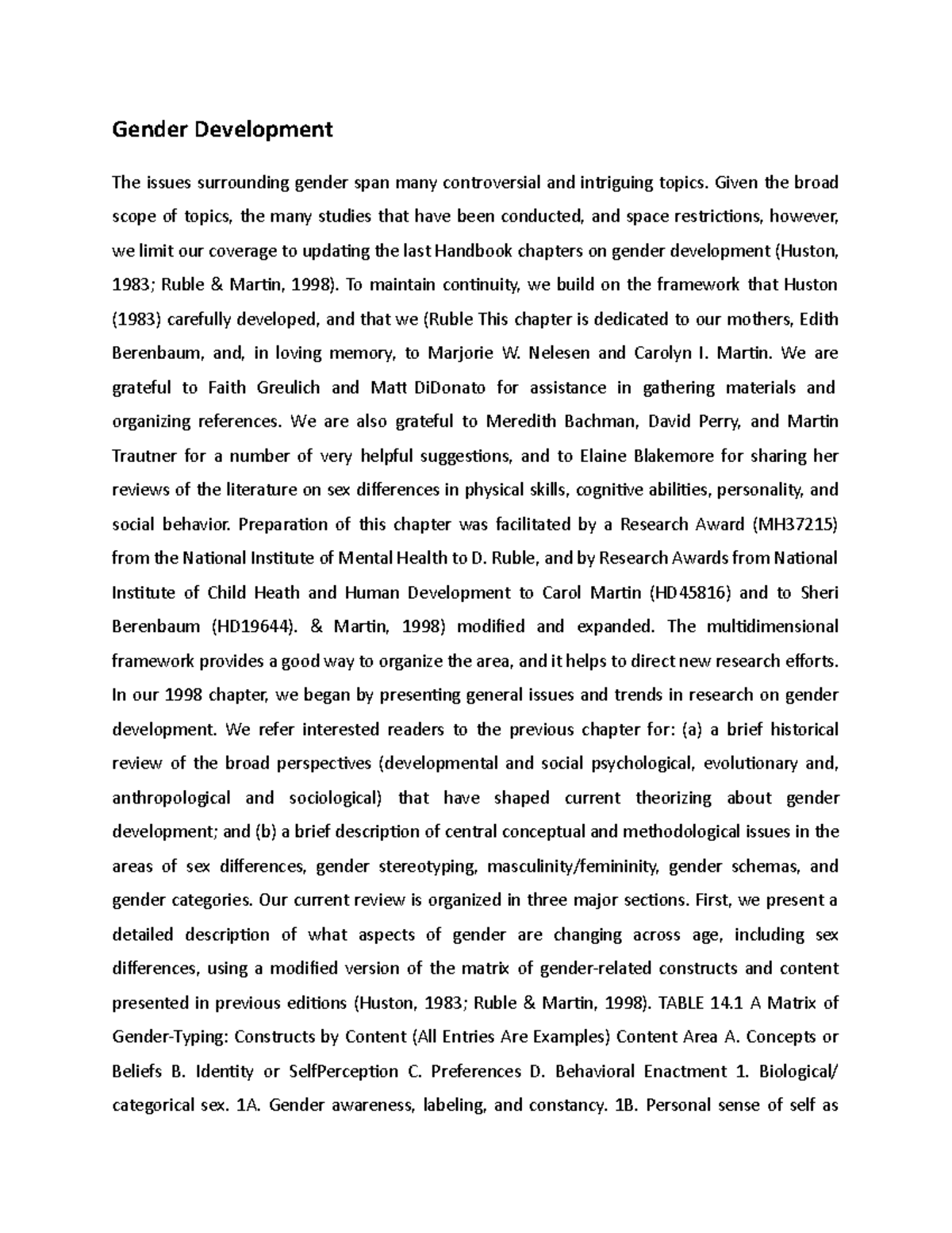 Gender Development - Gender Development The issues surrounding gender ...