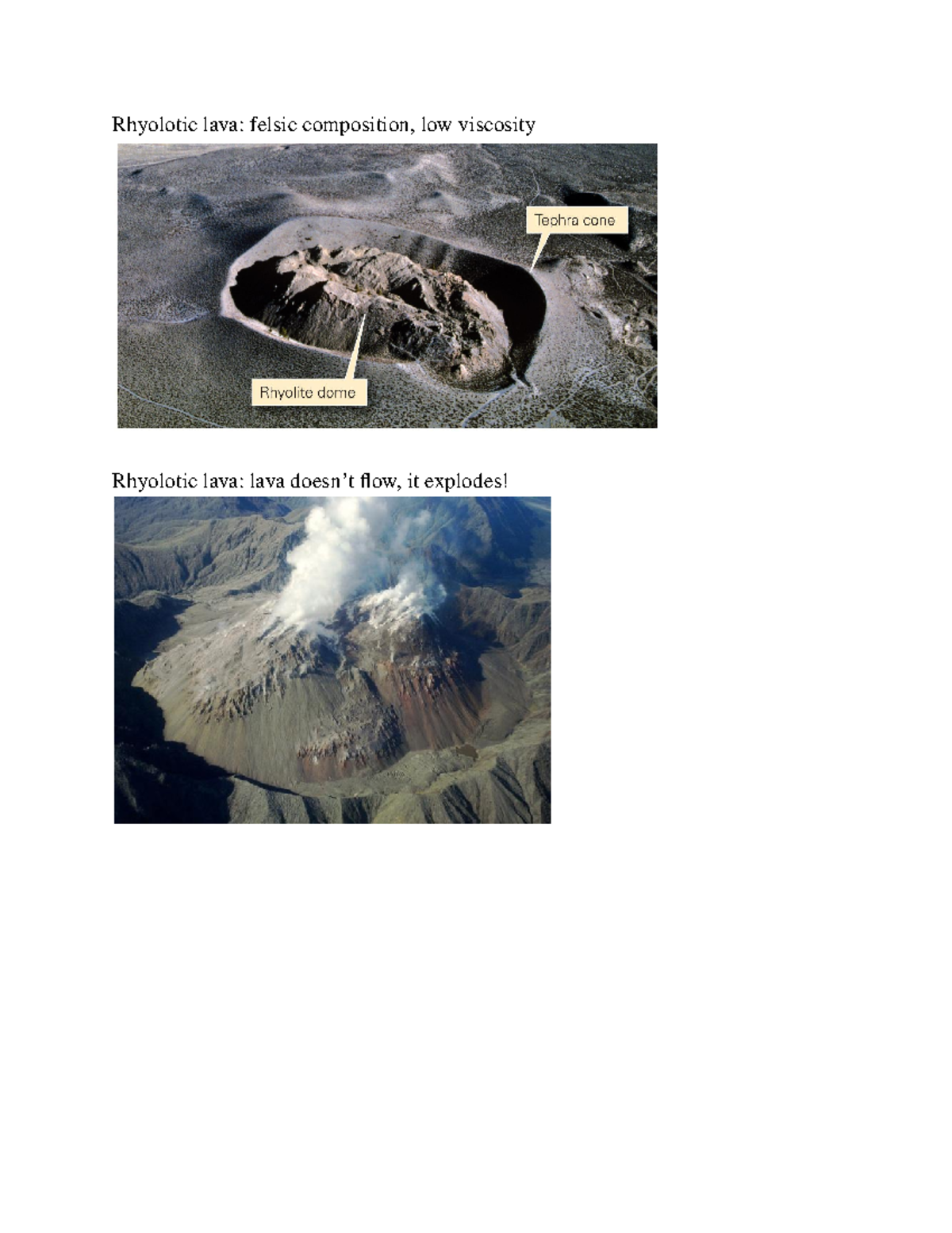 Volcanoes - Prof Casale - Rhyolotic lava: felsic composition, low ...