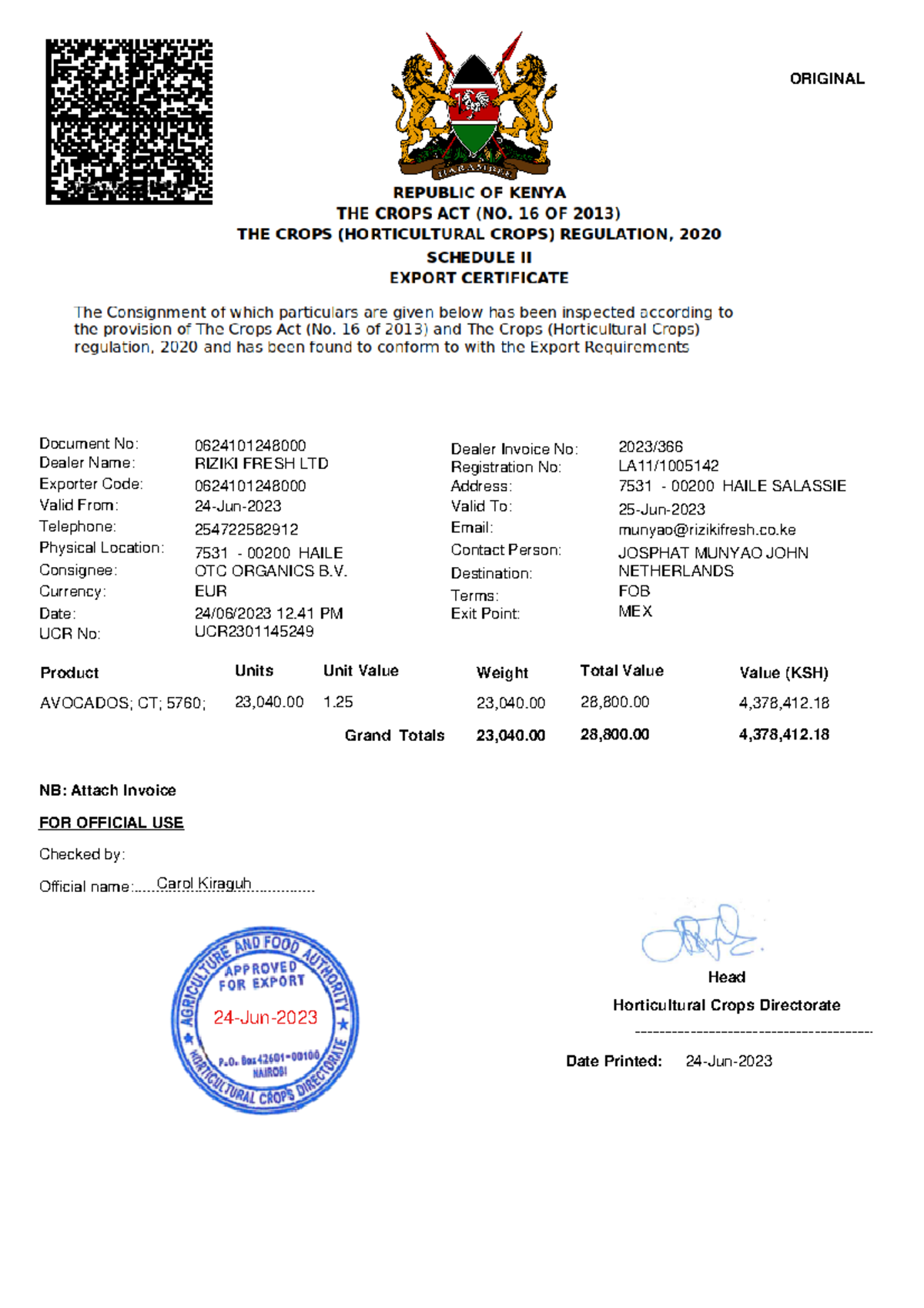 HCD Export Permit APPlication OTC - Corporate Finance - UoN - Studocu