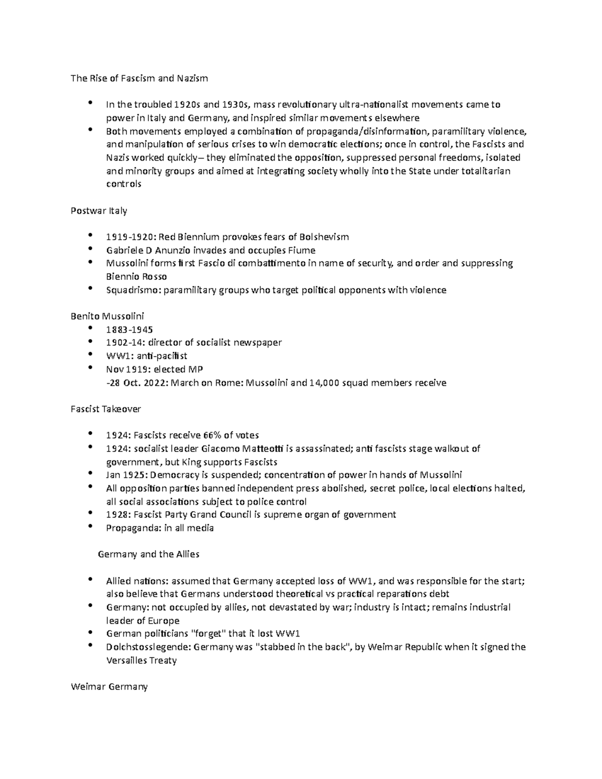 The Rise of Fascism and Nazism - 2022: March on Rome: Mussolini and ...