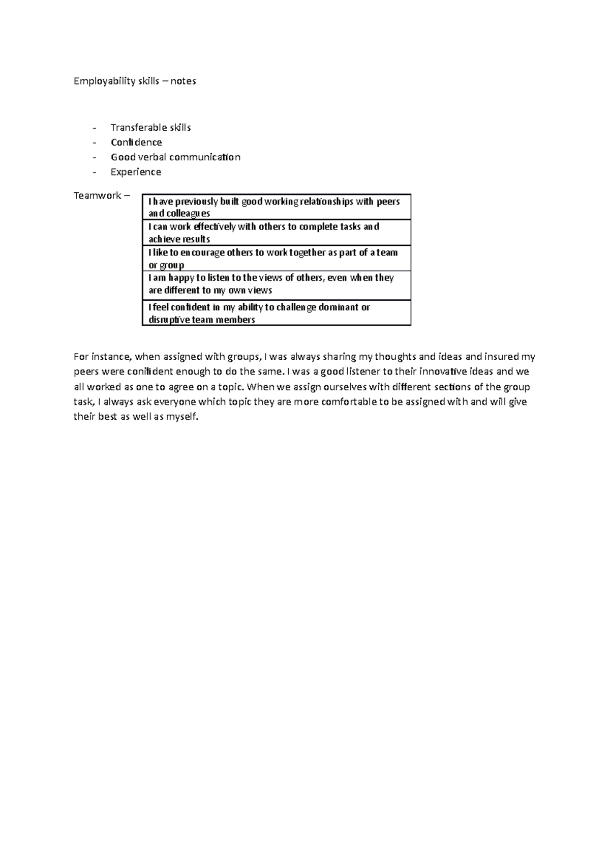 Employability skills - Lecture notes 2. - Employability skills – notes ...