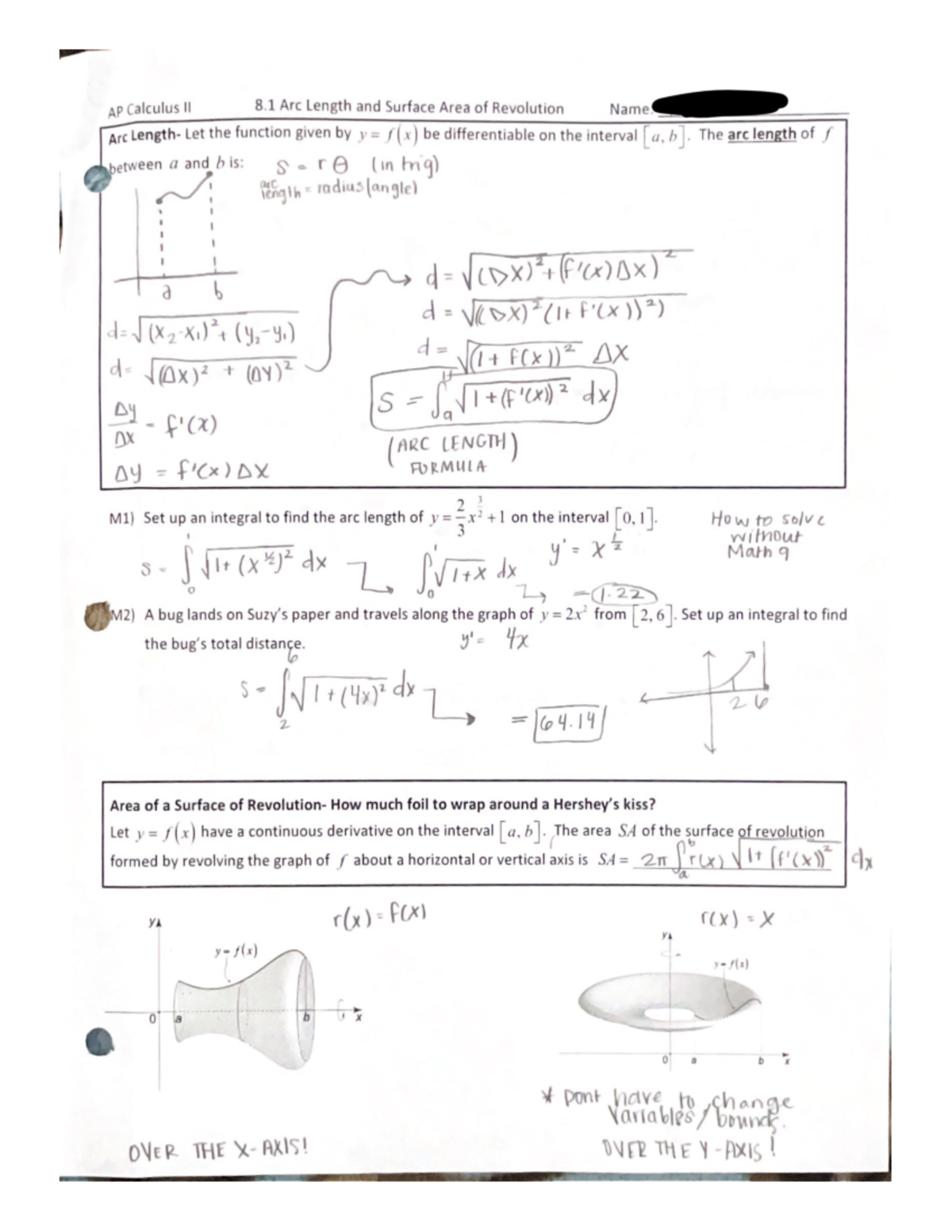 Calculus II - Arc Length And Surface Area Of Revolution - SVITX DX Math ...