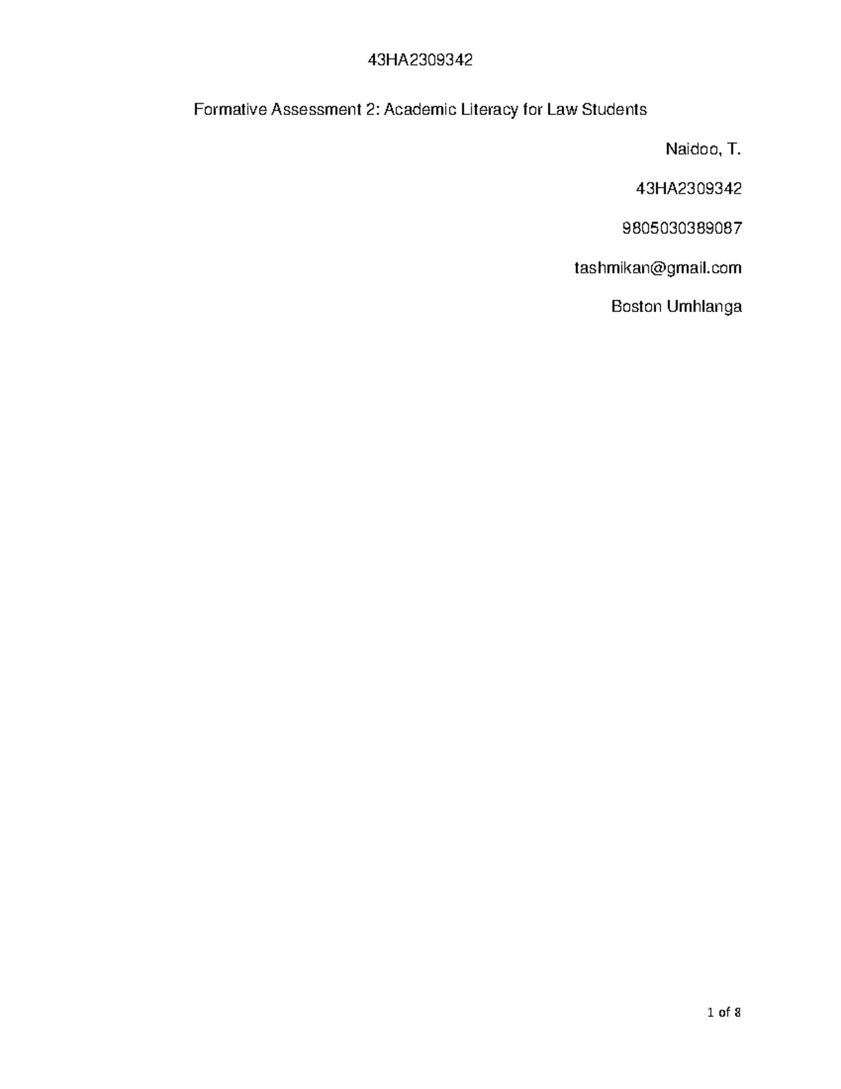 (FA2) Formative Assessment HALL - Formative Assessment 2: Academic ...