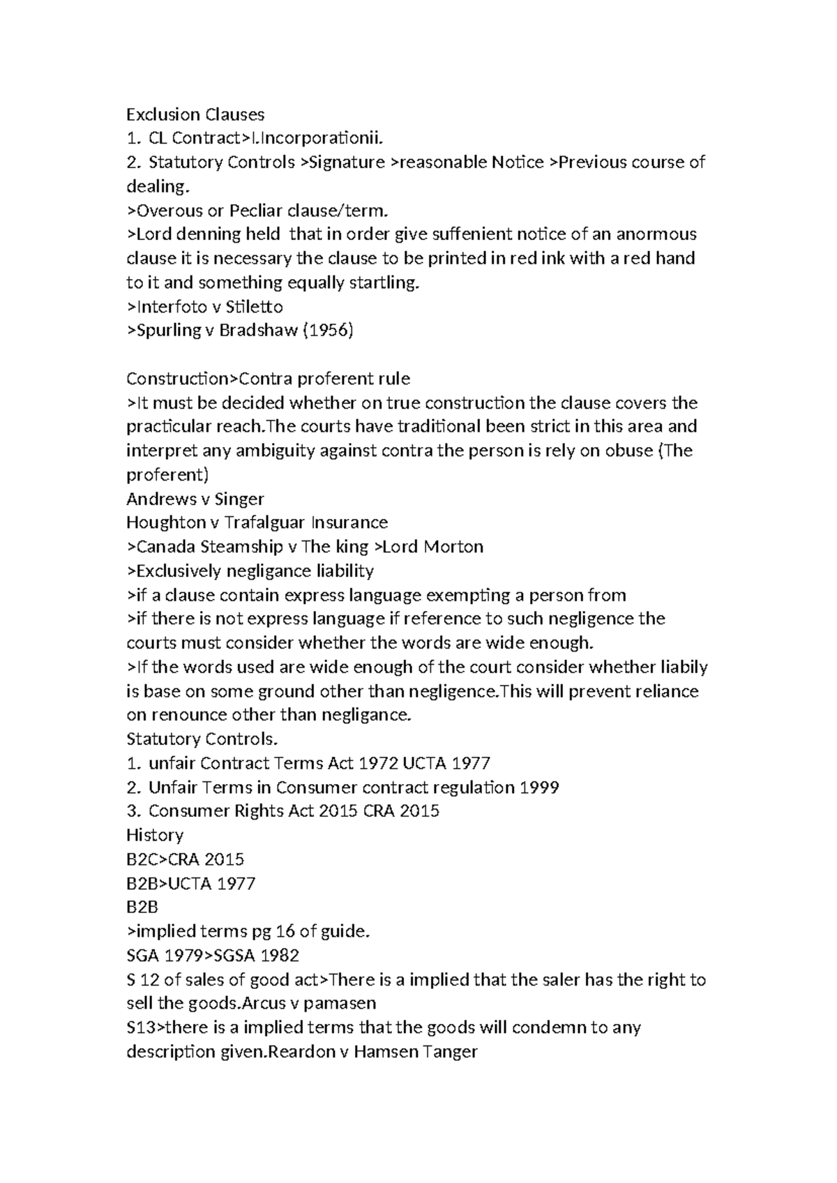 Exclusion Clauses - lsm notes - Exclusion Clauses CL Contract>I ...