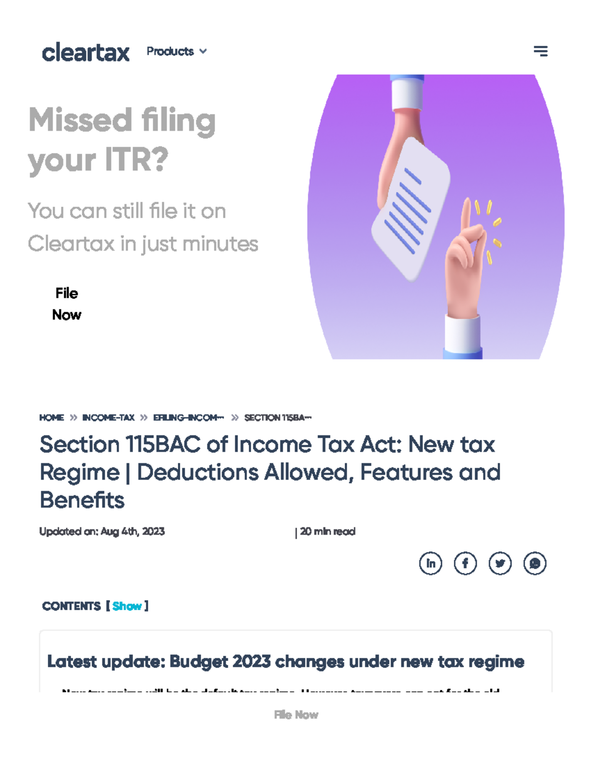 Cleartax - Hiyviyh - Missed filing your ITR? You can still file it on ...