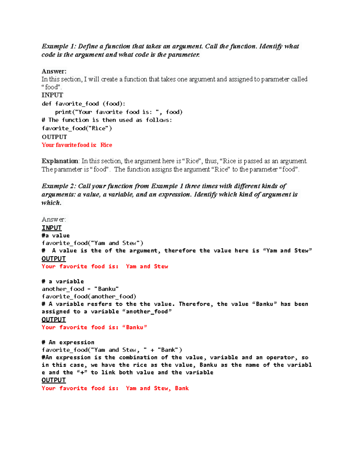 Discussion Assignment Unit 2 Example 1 Define A Function That Takes An Argument Call The