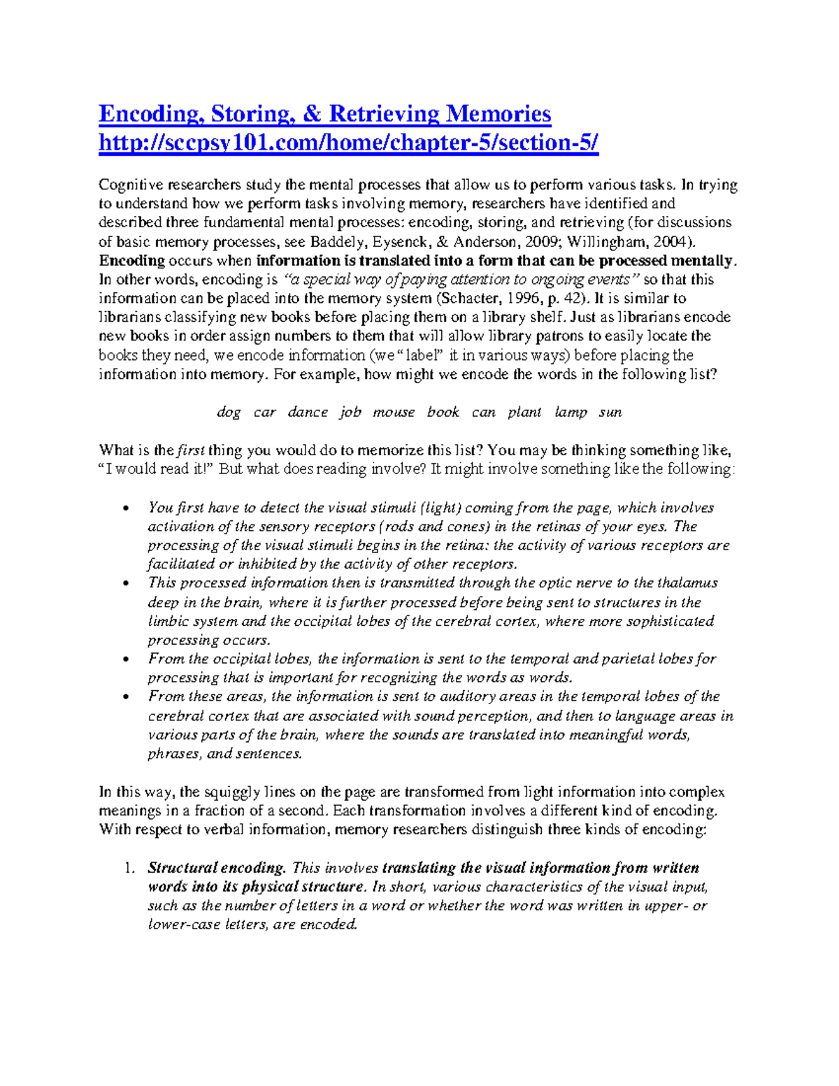 Supporting Document Stages of memory - Encoding storage retrieving of ...
