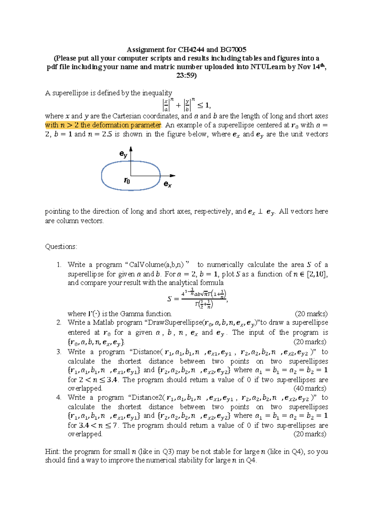 Assignment CH4244 BG7005 - Assignment for CH4244 and BG (Please put all your computer scripts ...