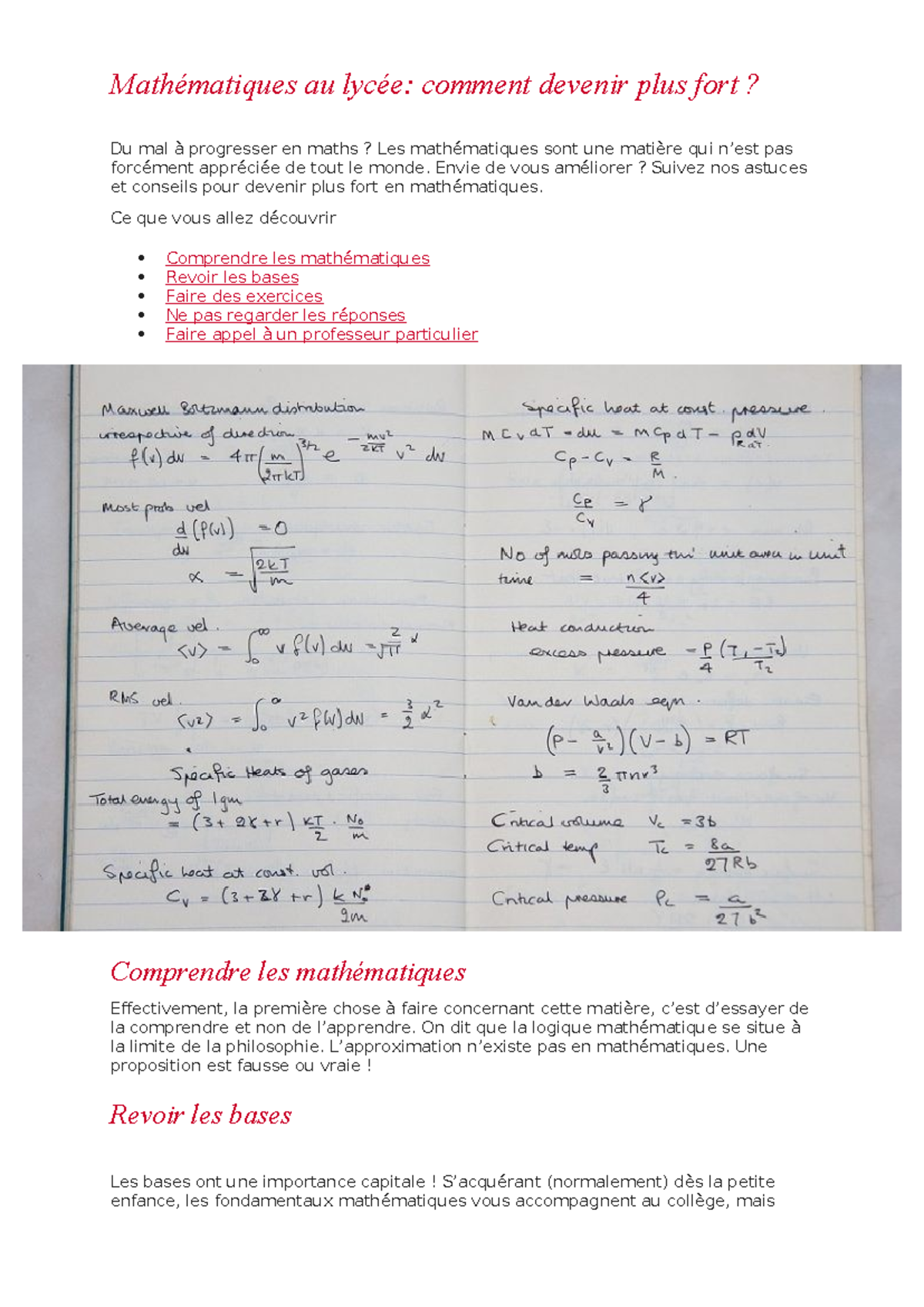 Comment ETRE FORT EN MATH ET Francais - Mathématiques au lycée: comment ...