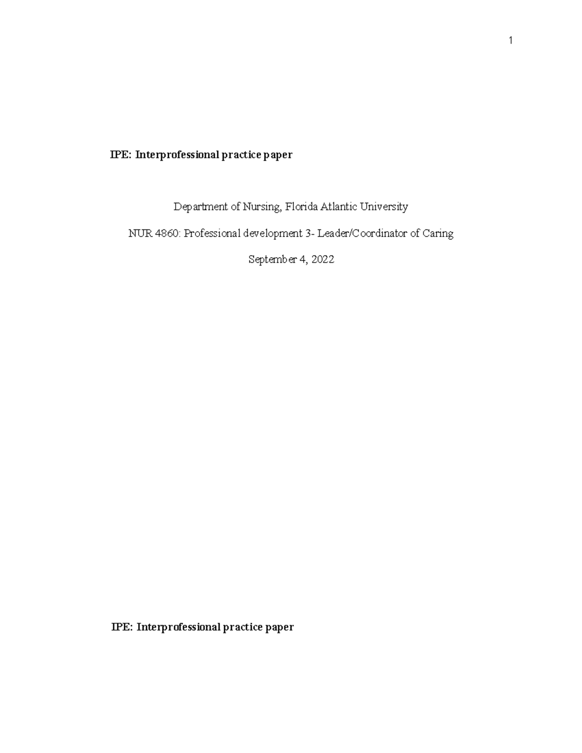 IPE paper for SD - Professional development assignment - IPE ...