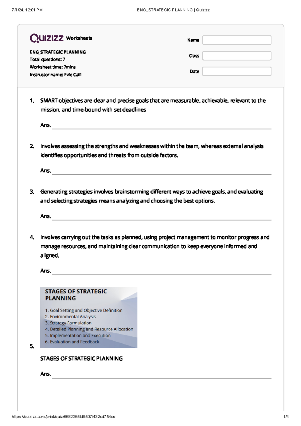 ENG Strategic Planning Quizizz - Worksheets ENG_STRATEGIC PLANNING ...