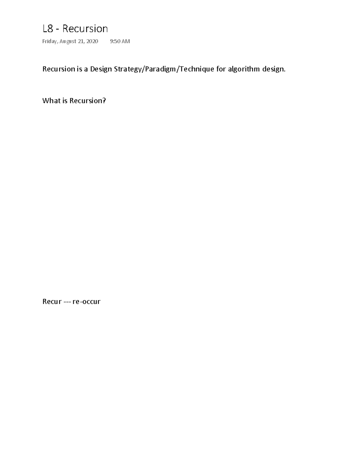 L8 Recursion Introduction To Algorithms 3rd Editionassignmentdksintroduction To Algorithms