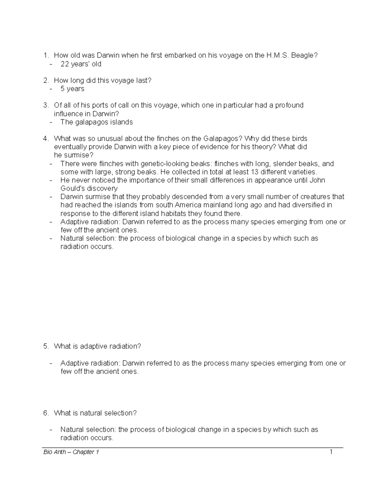 Darwin's Voyage Galapagos Finches and Natural Selection - Studocu