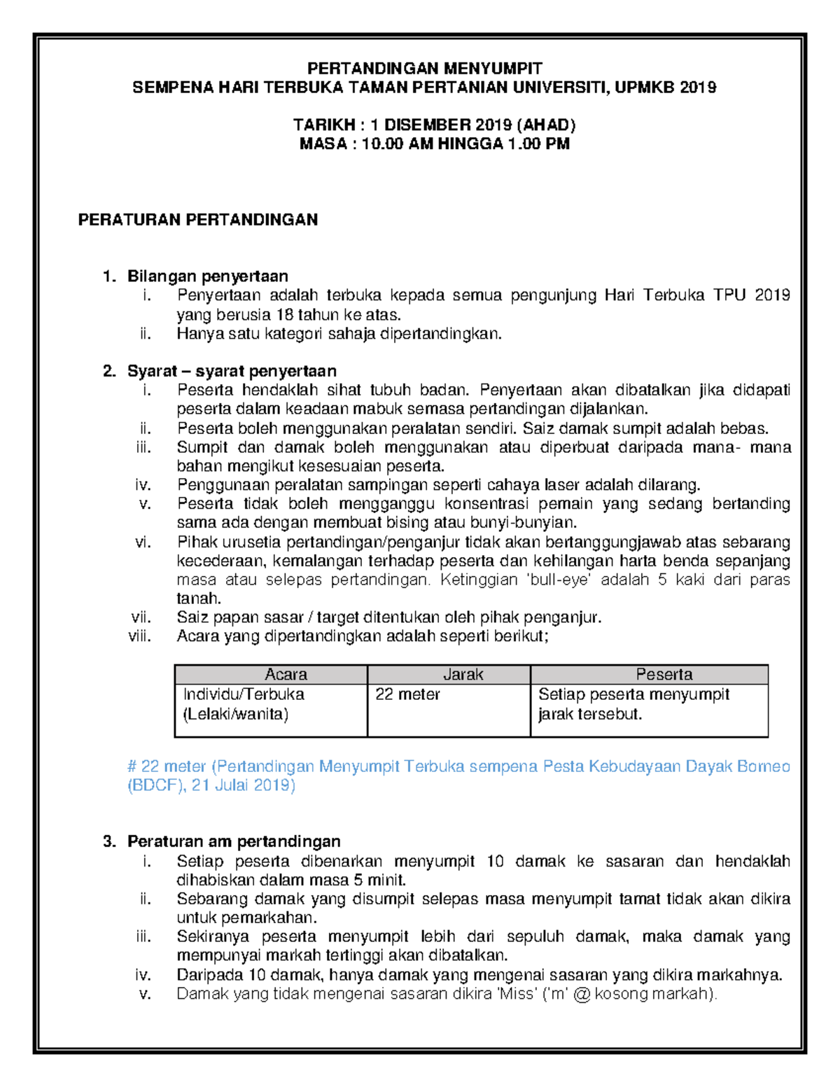 Borang & Syarat Pertandingan Menyumpit - PERTANDINGAN MENYUMPIT SEMPENA ...