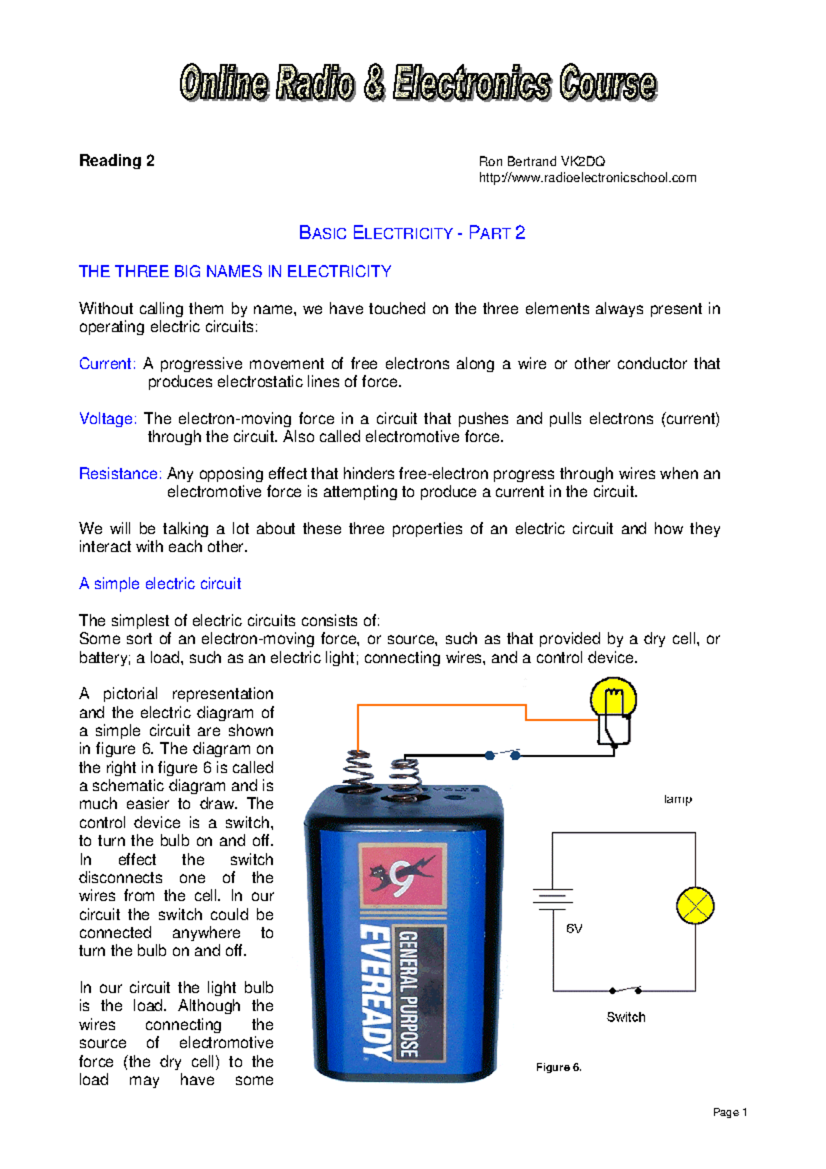 02 - Basic Electricity - Part 2 - Reading 2 Ron Bertrand VK2DQ radioelectronicschool BASIC - Studocu