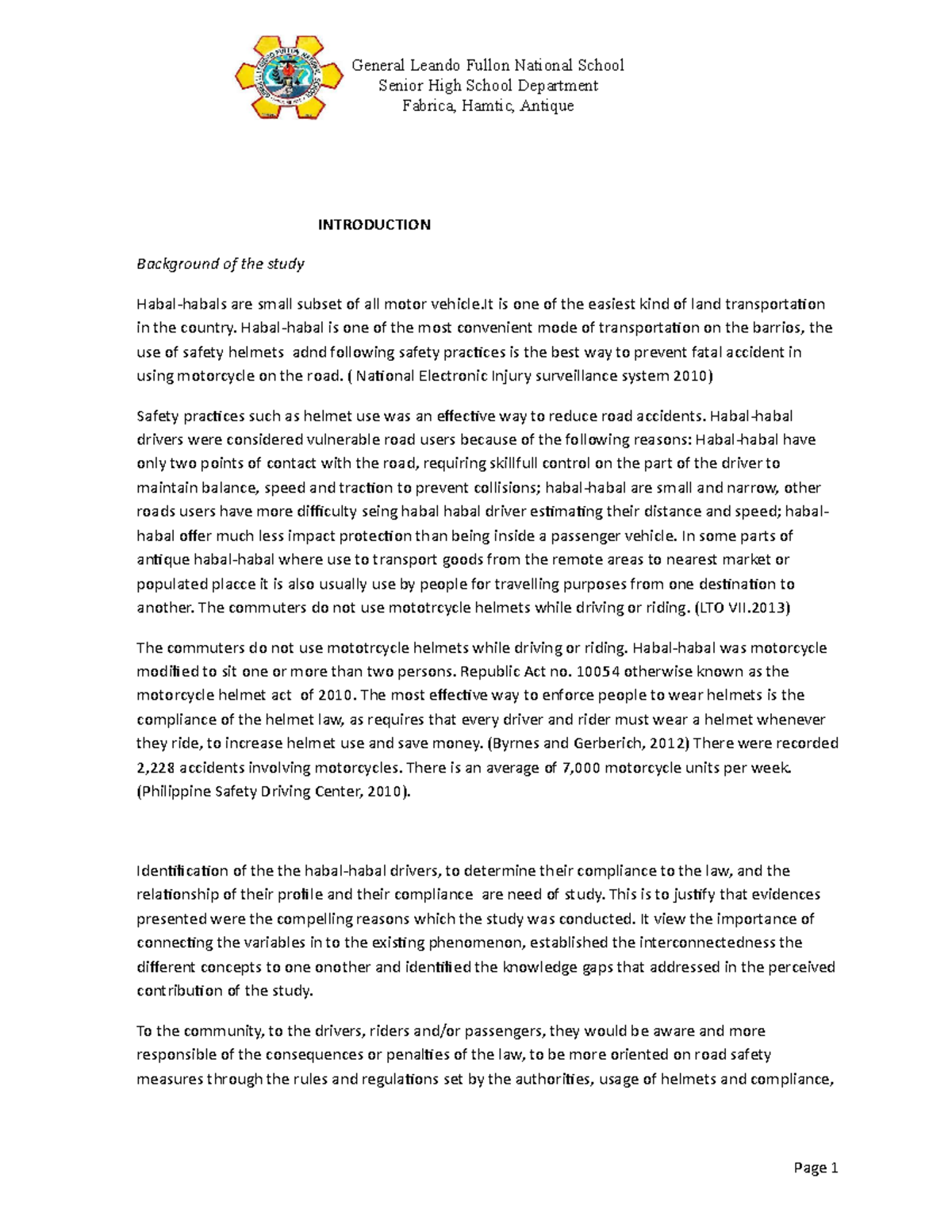 Glfns-Research-Template - Senior High School Department Fabrica, Hamtic ...