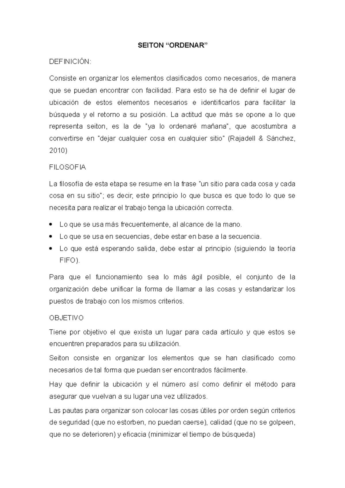 2. Seiton - Material 5's - SEITON “ORDENAR” DEFINICIÓN: Consiste en ...